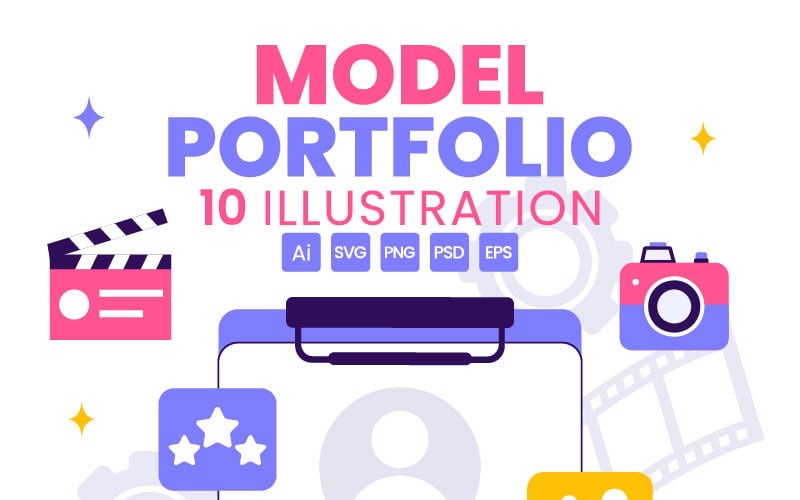 10 Model Portfolio Vector Illustration - TemplateMonster