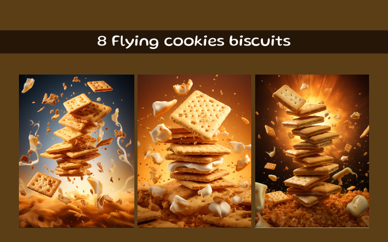 Flying cookies biscuits AI image #503189 - TemplateMonster