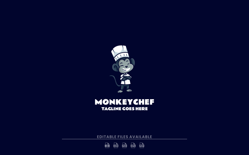 Monkey Chef Simple Mascot Logo #503452 - TemplateMonster