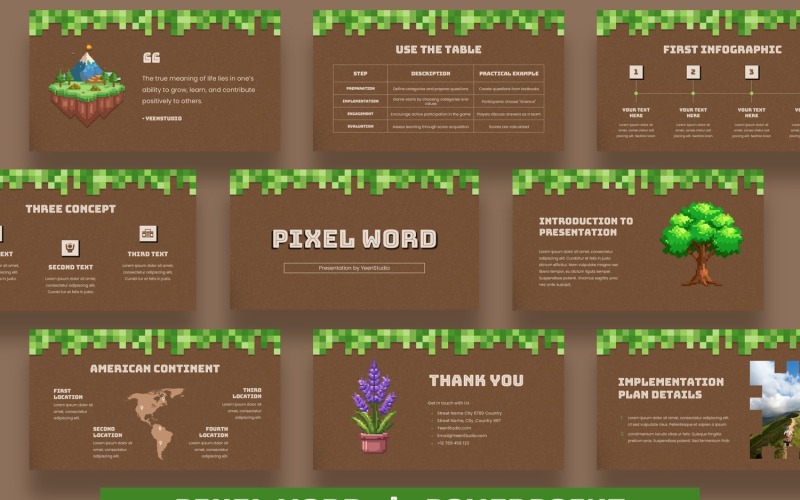Pixel PowerPoint-Präsentationsvorlage - TemplateMonster
