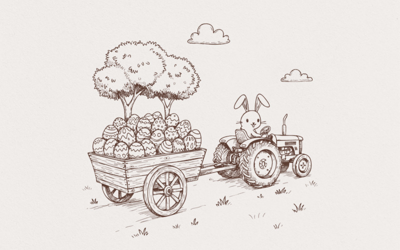 Farm Tractor, Easter Tractor PNG, Digital Download, Easter Sublimation ...