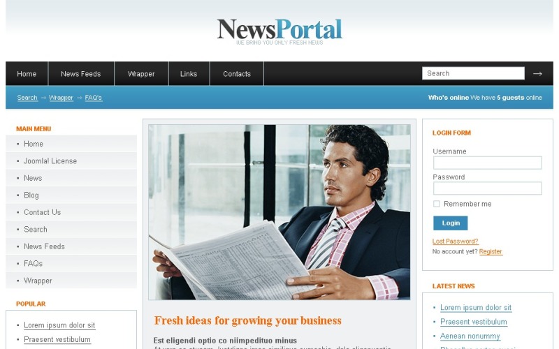 News Portal PSD Template #50405 - TemplateMonster