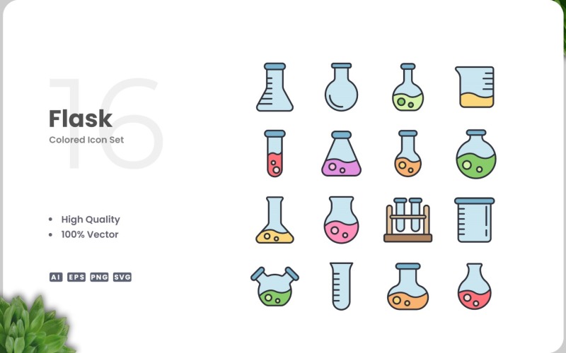 16 Flask Icon Color Collection #504165 - TemplateMonster