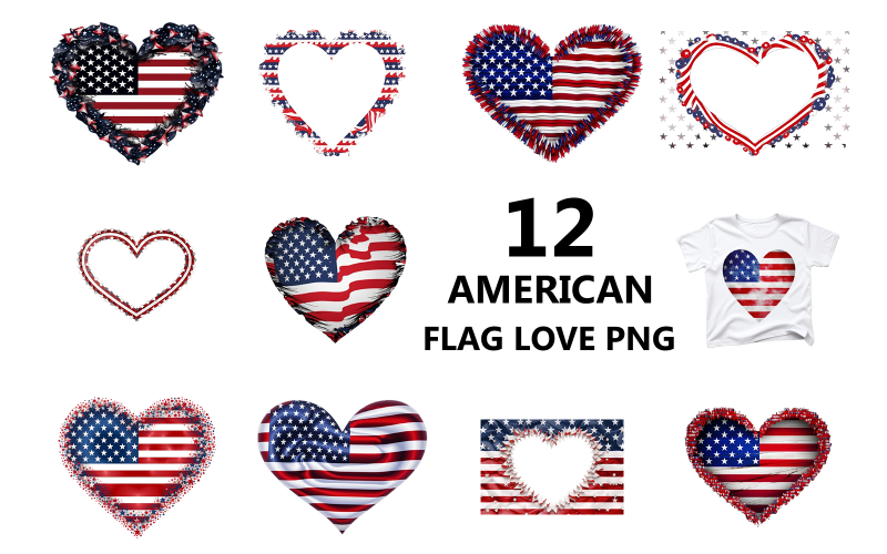 Usa flag love png bundle design #504239 - TemplateMonster