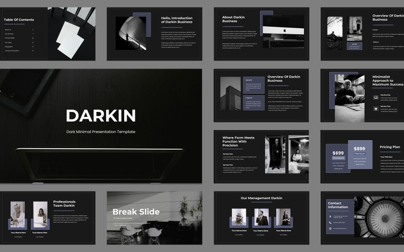 Darkin - Business Dark Theme Google Slides - TemplateMonster