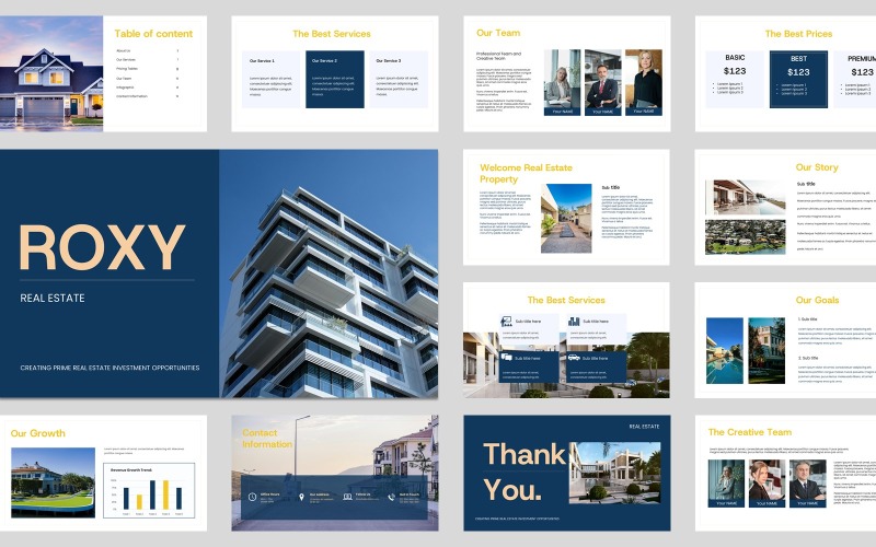 Roxy - Real Estate PowerPoint Presentation - TemplateMonster