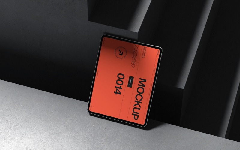 Modern Tablet Mockup on Dark Surface - TemplateMonster