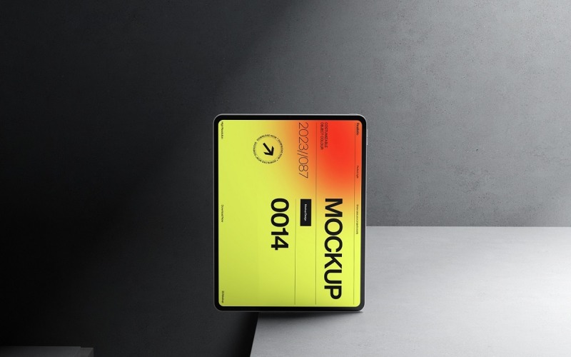 Vertical Tablet Mockup on Edge #504729 - TemplateMonster