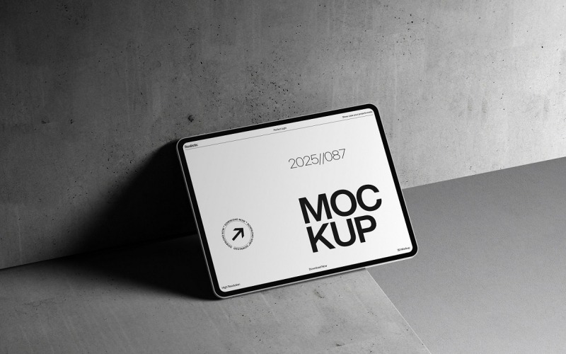 Tablet Mockup on Geometric Concrete Surface - TemplateMonster