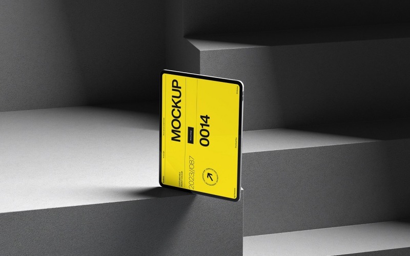 Tablet Mockup on Modern Staircase Background