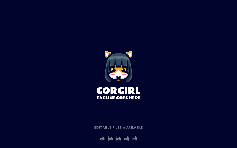Logotipo de mascote simples Corgirl #505295 - TemplateMonster