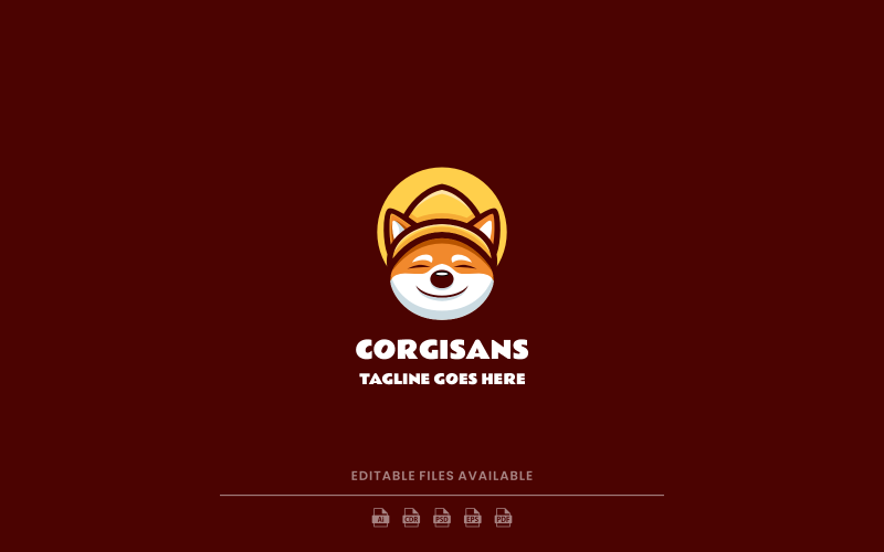 Logotipo simples do mascote Corgisans - TemplateMonster