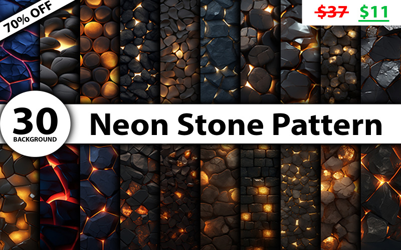 Neon action stone pattern background bundle - TemplateMonster