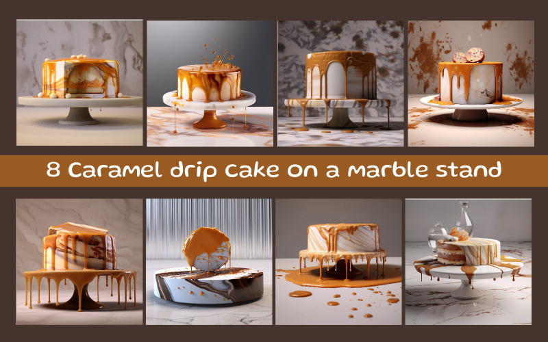 Caramel drip cake on a marble stand #505914 - TemplateMonster