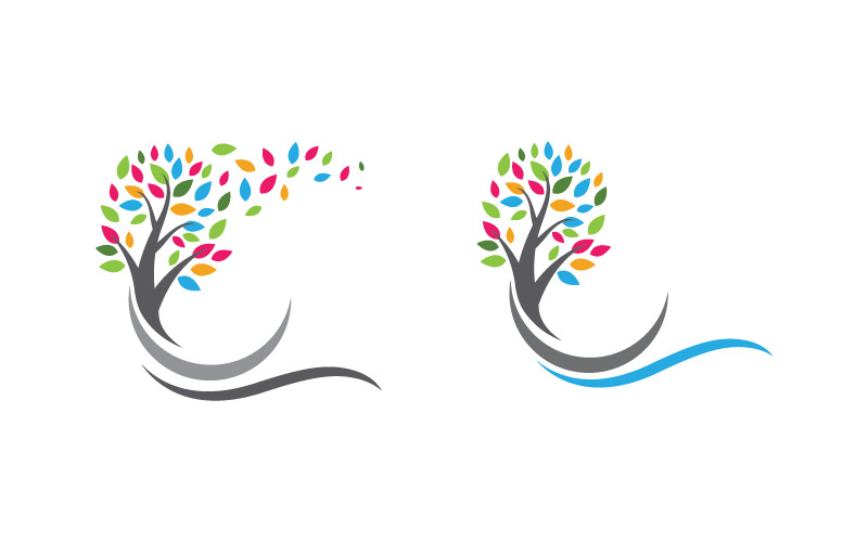 Healthy life tree leaf concept logo design template v.2