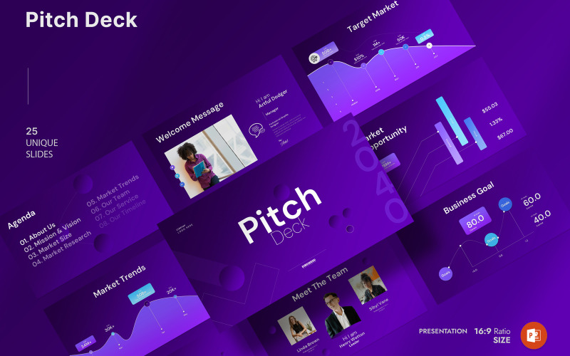 Modèle de présentation de pitch deck commercial 2040