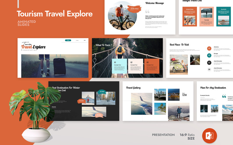 Modèle PowerPoint de guides de voyage - TemplateMonster