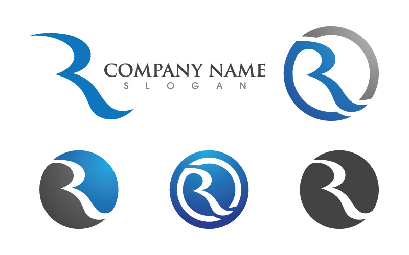 R Harfi Logo simgesi illüstrasyonu İş tasarım şablonu v.1