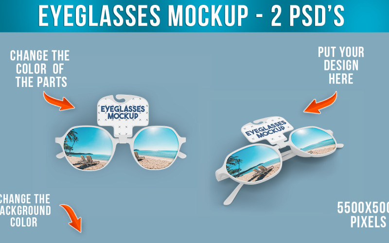 Eyeglasses with Tag Mockup #508687 - TemplateMonster