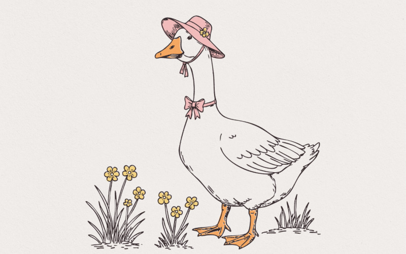 Spring Silly Goose PNG Digital Download, Retro Cottagecore Trendy Art ...
