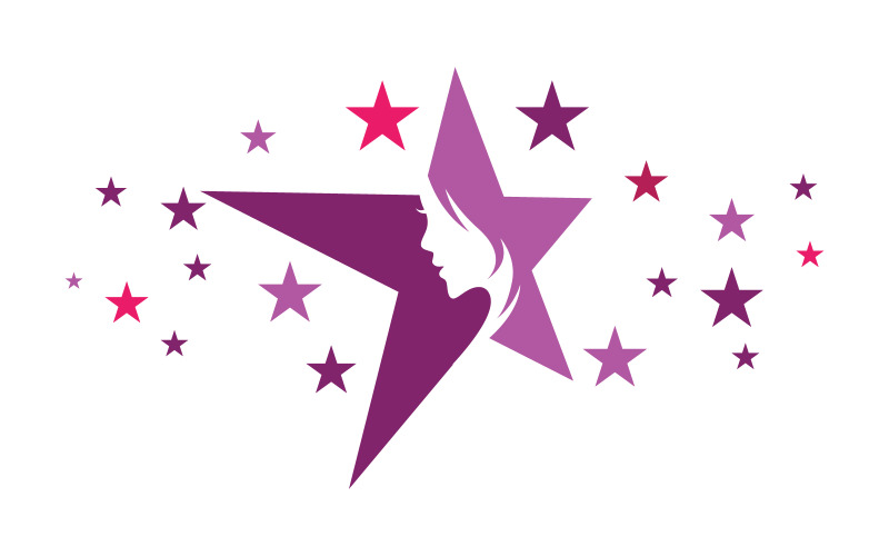 Güzel Kadın yüz silüeti karakter logo çizimi v.23