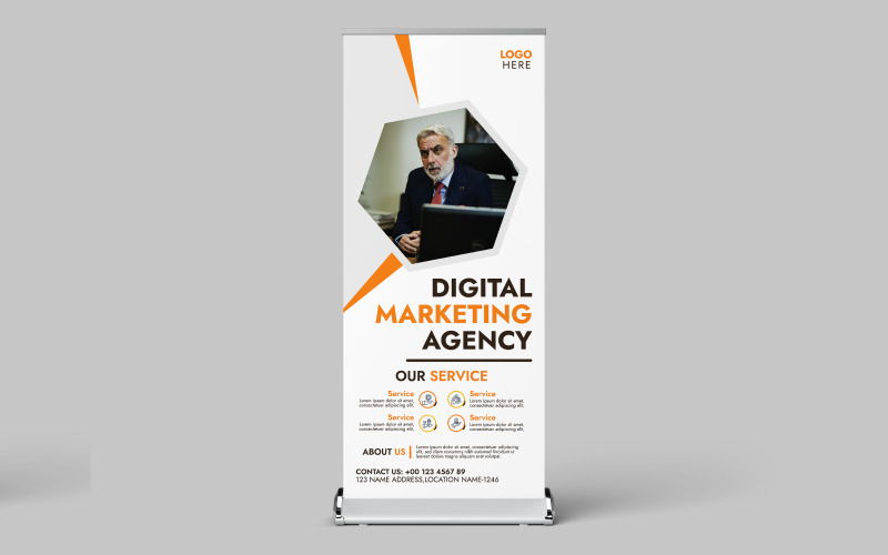 Ótimo modelo de design roll up para marketing digital