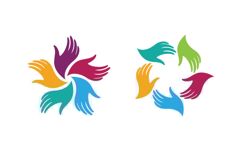 Hand concept together Logo design template vv.12