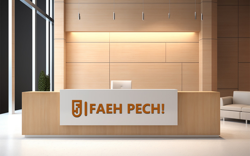 Office reception counter mockup design - TemplateMonster