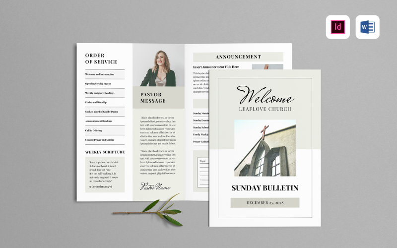 Church Bulletin Template | Microsoft Word & Adobe Indesign