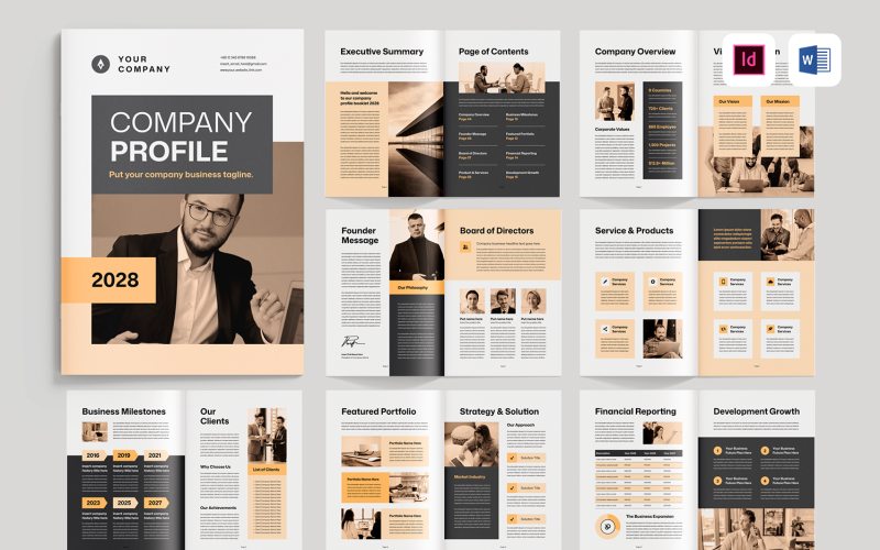 Company Profile Template | Microsoft Word & Adobe Indesign