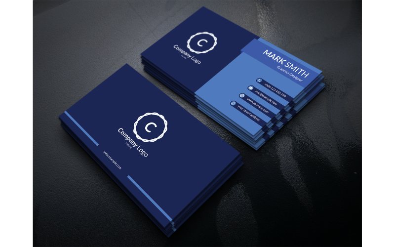 Creative Blue Business Card Template - TemplateMonster