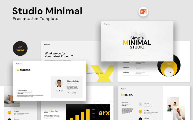 Modelo de PowerPoint de Estúdio Minimalista - TemplateMonster