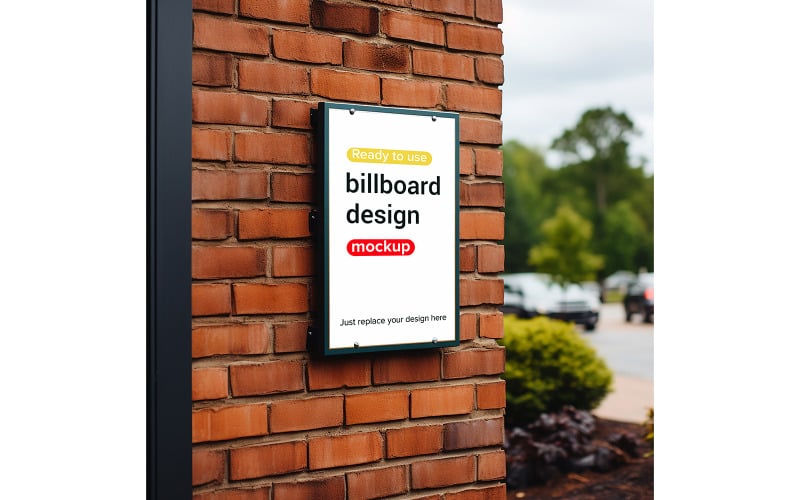 Wall Mount Billboard Mockup Billboard Design Mockup on a Brick Wall