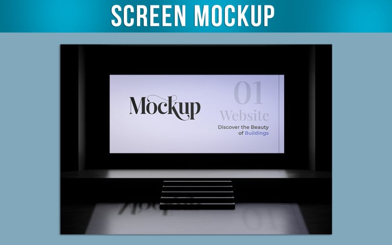 Auditorium Screen Mockup Front e Half Side View