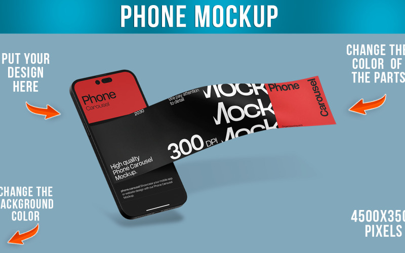 Realistic Phone Carousel Mockup #512053 - TemplateMonster