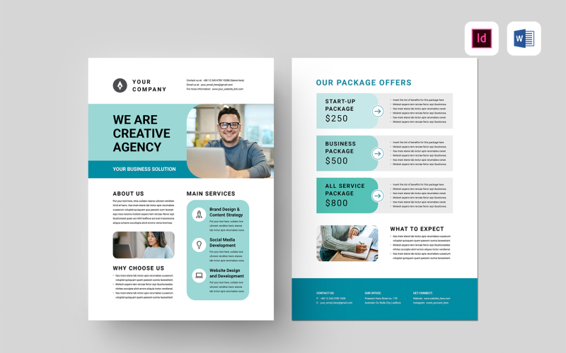 Agency Flyer Template | Microsoft Word & Adobe Indesign