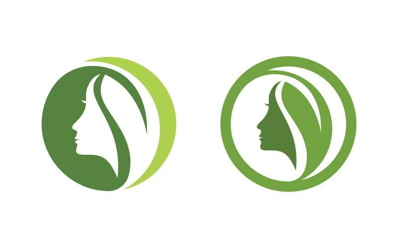 Beautiful Woman hair face character logo illustration v.10