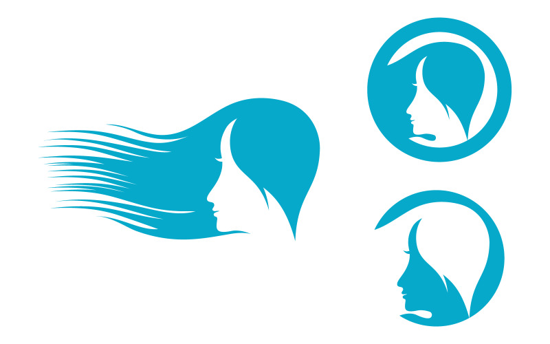 Beautiful Woman hair face character logo illustration v.13
