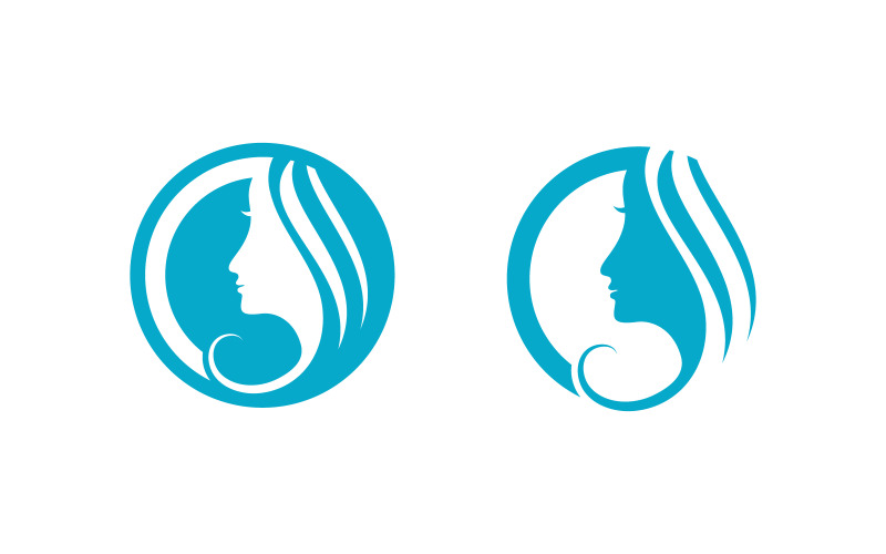Beautiful Woman hair face character logo illustration v.14