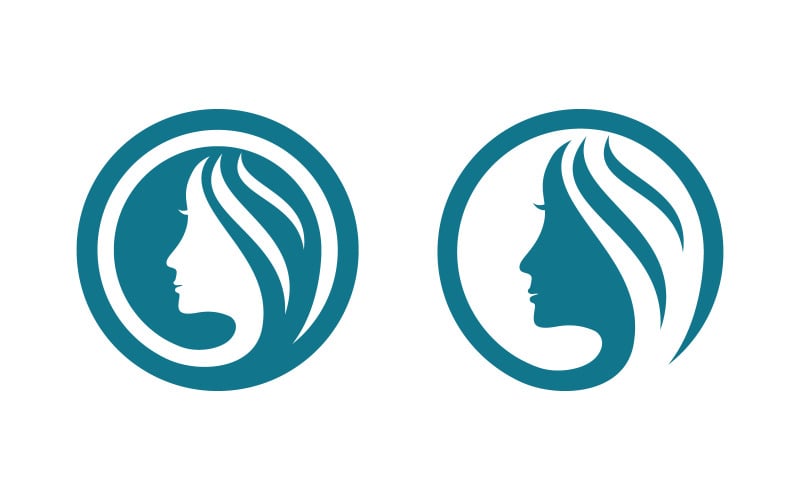 Beautiful Woman hair face character logo illustration v.15