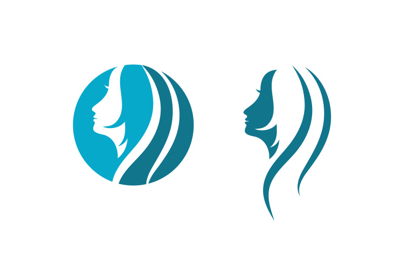 Beautiful Woman hair face character logo illustration v.3