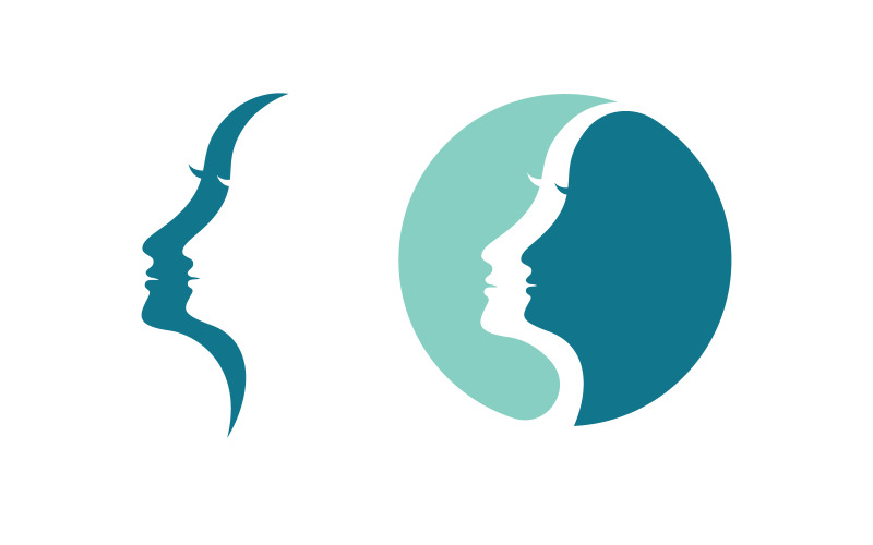 Beautiful Woman hair face character logo illustration v.7