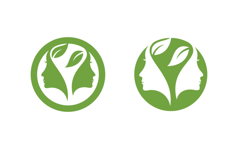 Beautiful Woman hair face character logo illustration v.9