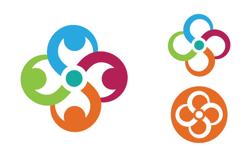 Human care group network and social logo design v.14