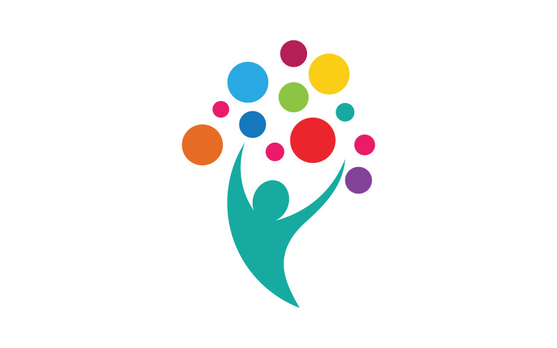 Human care group network and social logo design v.21