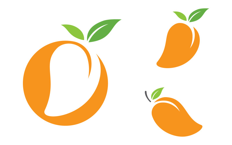 Mango taze meyve logo tasarımı Vektör simgesi Şablonu v.1