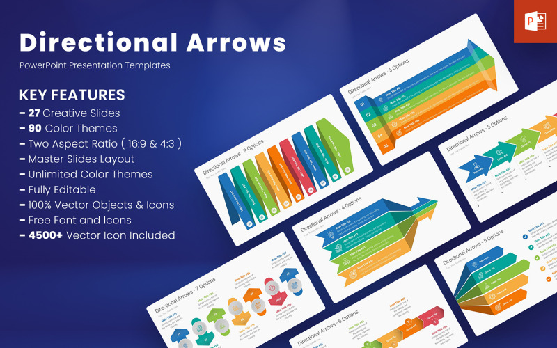 Modelos de PowerPoint de setas direcionais - TemplateMonster