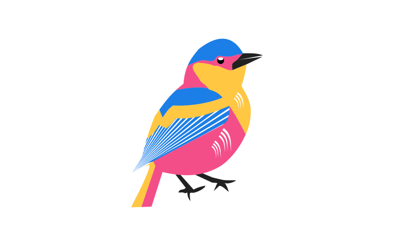 Petite illustration colorée d'un oiseau mignon