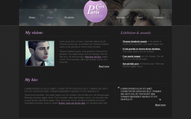 Thème gratuit avec JustSlider, jCarousel, modèle de site Web FancyBox