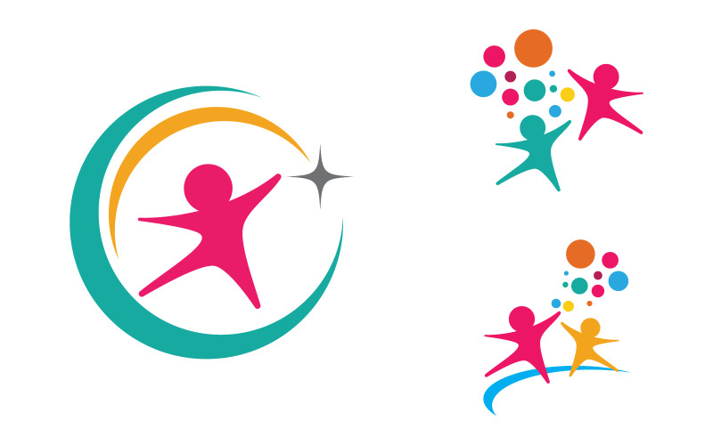 Human care group network and social logo design v.33